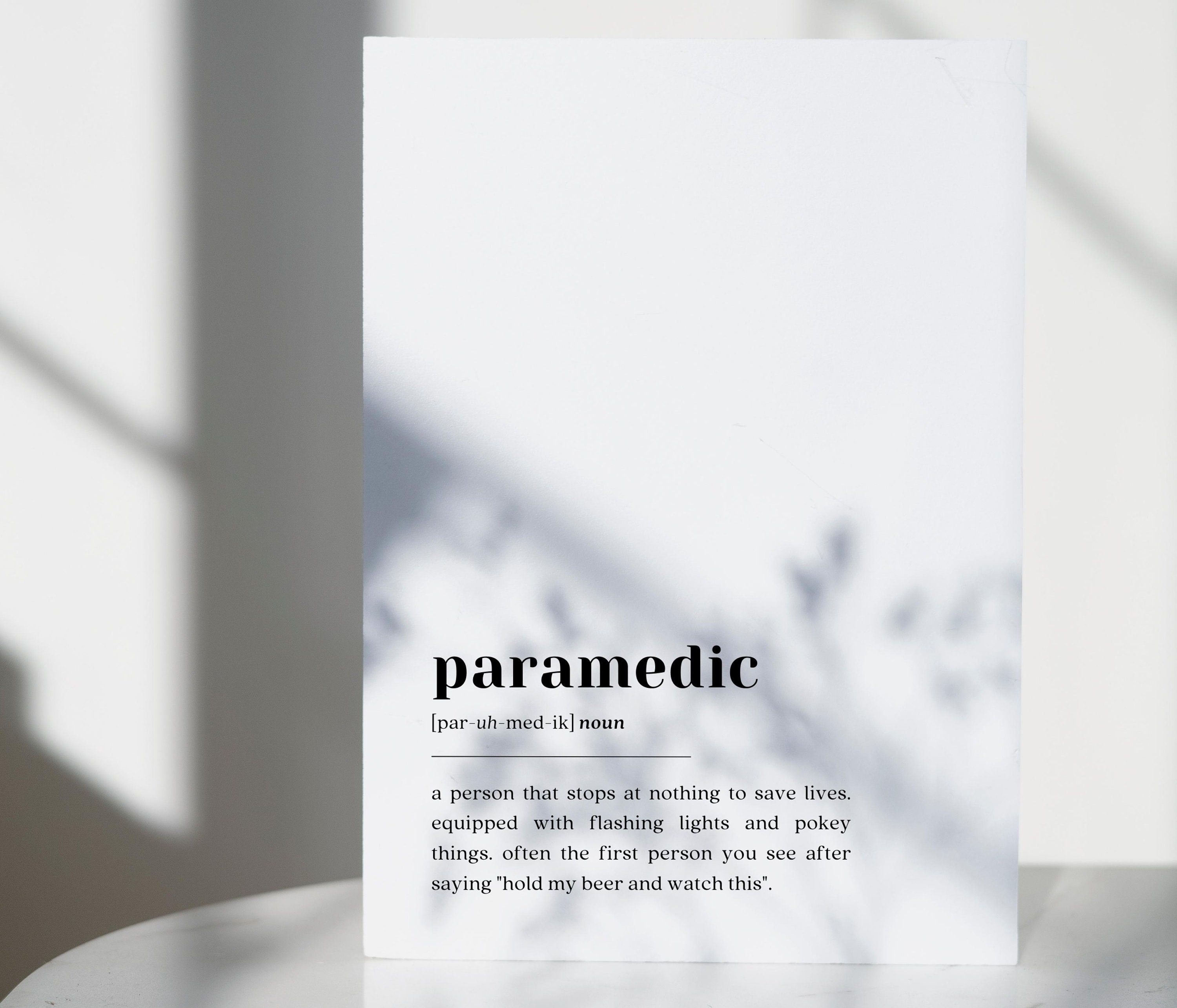 Paramedic Definition Print Paramedic Gift First Responder - Etsy Australia