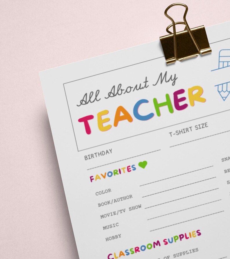 Editable Teacher Favorites Survey: Back to School Gift Printable (canva ...