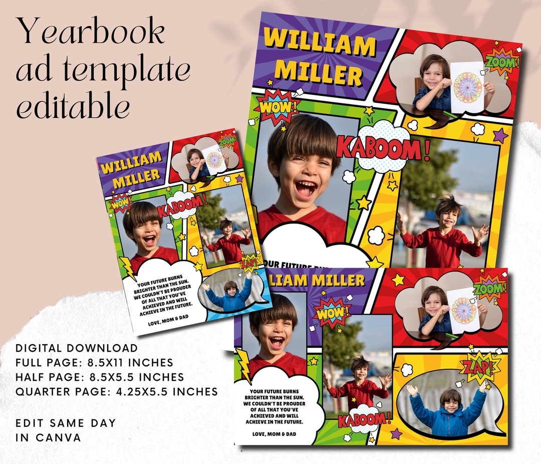Yearbook Ad Elementary School Yearbook Ad Template Boy - Etsy