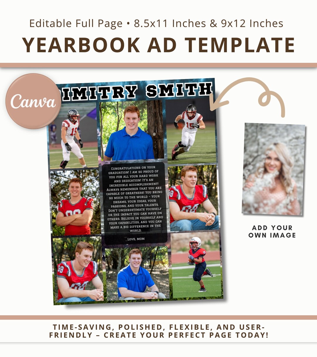 Football Yearbook Ad High School Senior Yearbook Ad Boy Yearbook ...