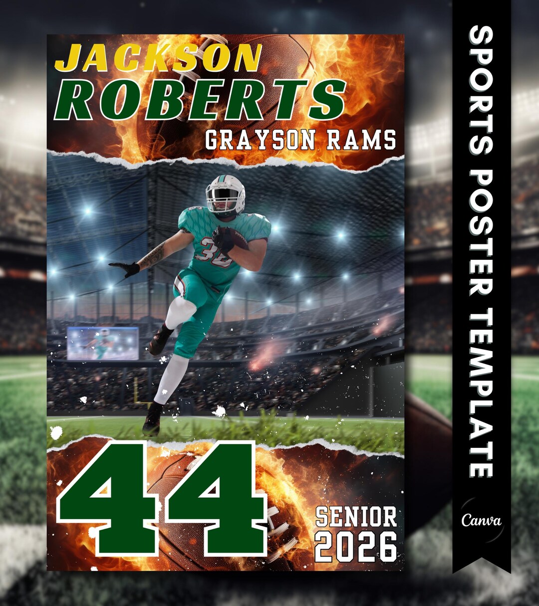 Senior Night Football Poster Template: Customizable Canva Sports Print ...