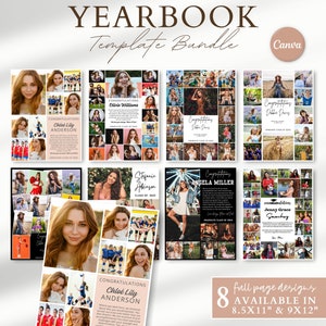 Senior Ad Yearbook Template Canva Bundle, 8 Full Page Designs Templates ...