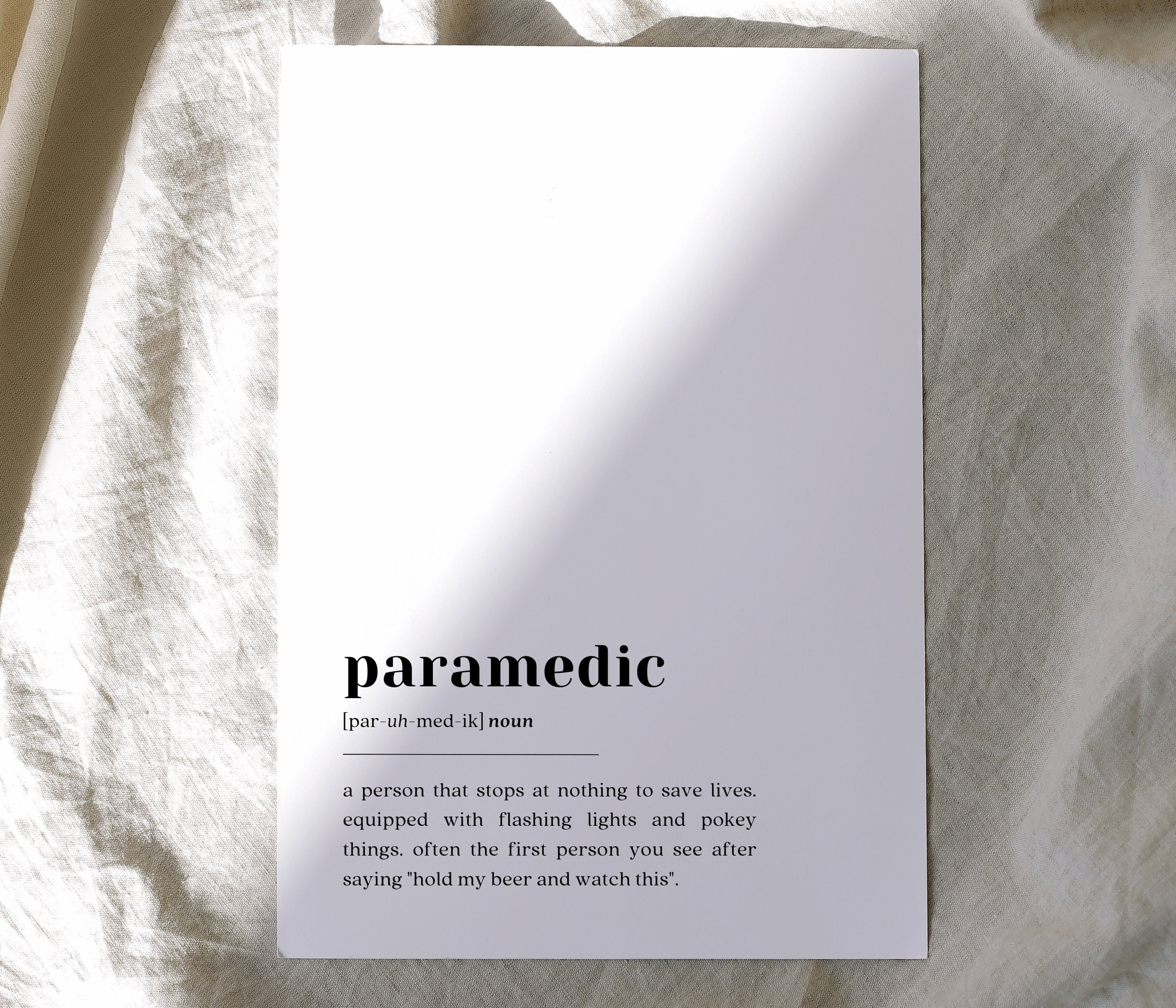 Paramedic Definition Print Paramedic Gift First Responder - Etsy Australia