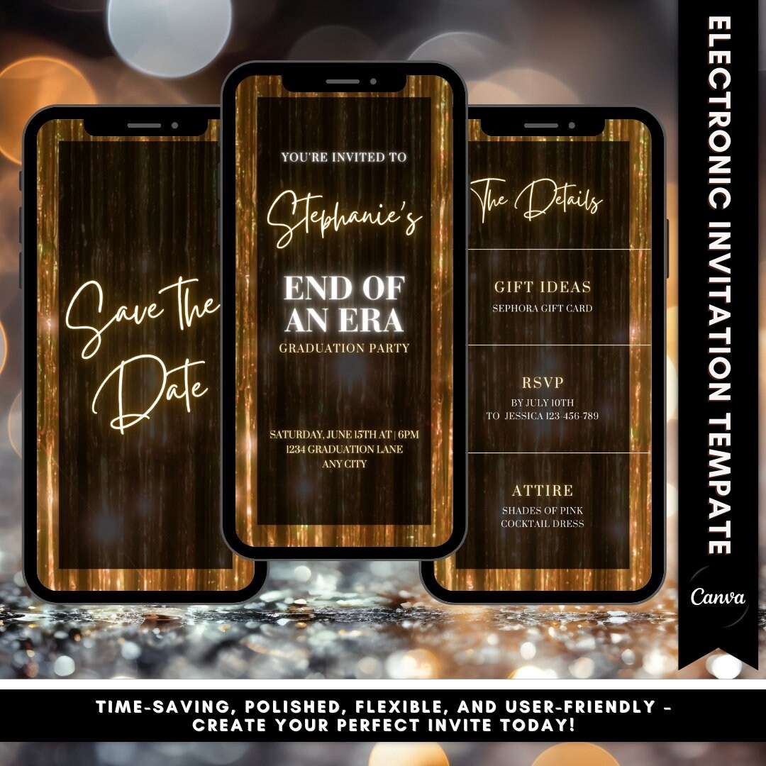 Animated Graduation Invitation College Digita, Gold End of an Era ...