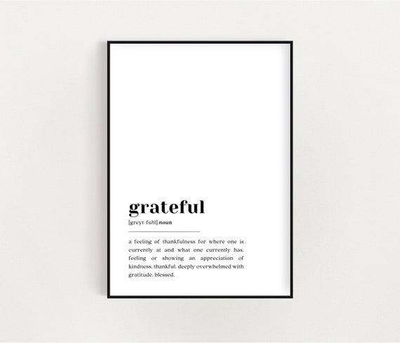 Grateful Definition Print Gratitude Definition Gratitude - Etsy