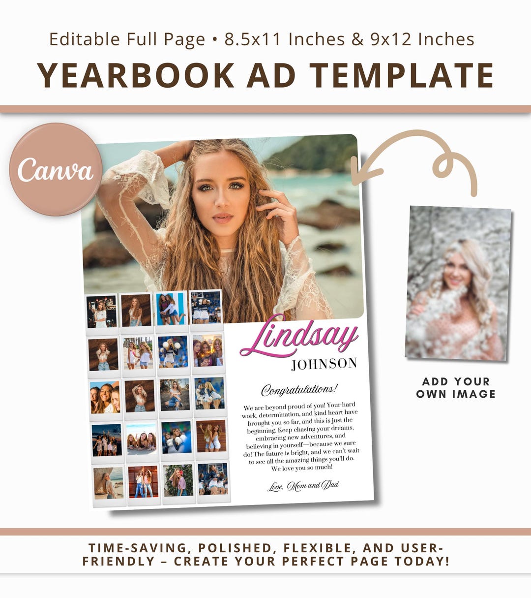 Senior Year Ad 8.5x11 & 9x12, High School Senior Dedication Ad Full ...