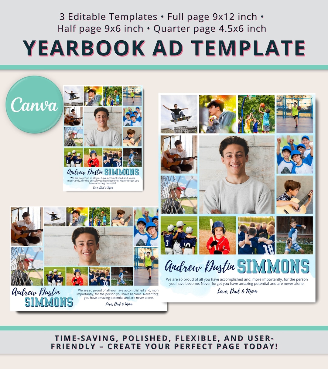 Yearbook Ad Canva Template Senior Yearbook Ad Quarter Page Half Page ...