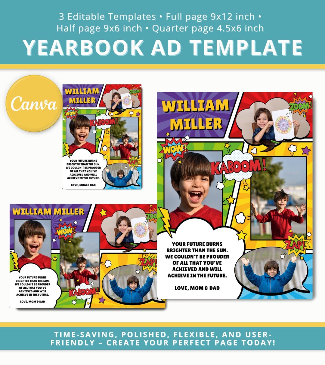 Yearbook Ad Template: Elementary & Middle School Canva Design (digital ...