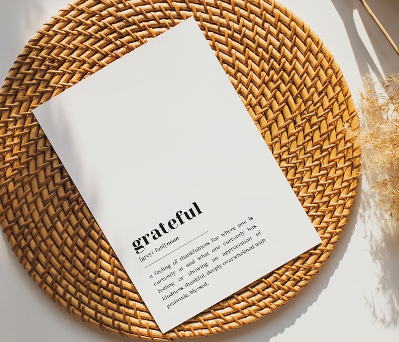Grateful Definition Print Gratitude Definition Gratitude | Etsy