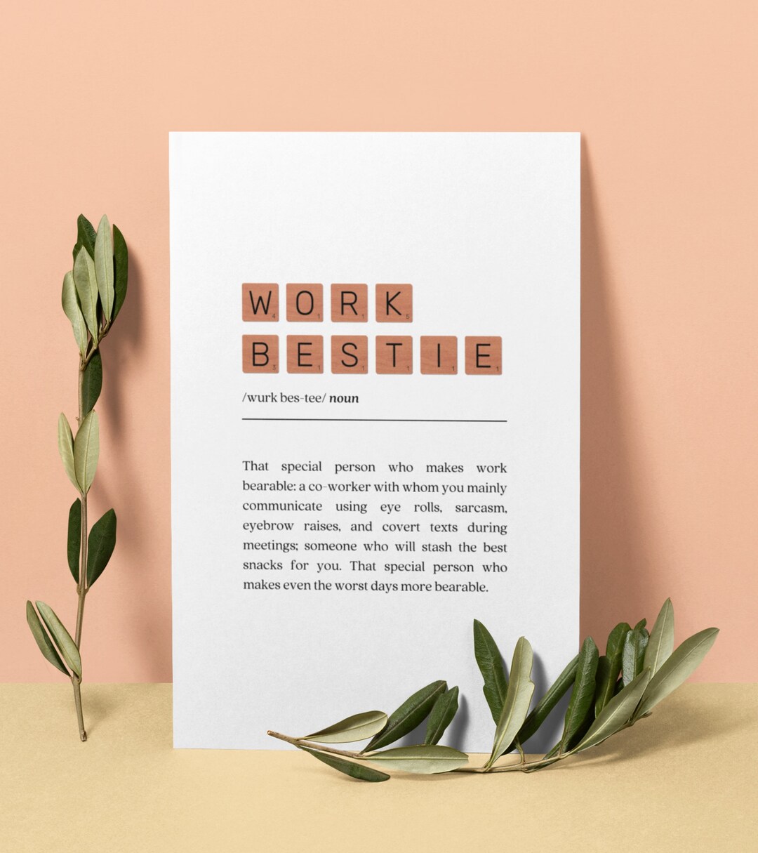 Work Bestie Printable Work Bestie Definition Work Bestie Leaving Card ...