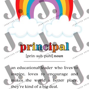 Rainbow Principal Definition Printable, Principal Gift, Principal Sign ...