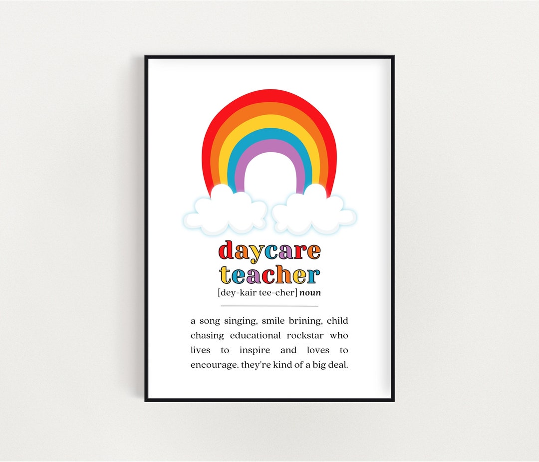 Daycare Teacher Gifts, Rainbow Preschool Teacher Definition Printable ...