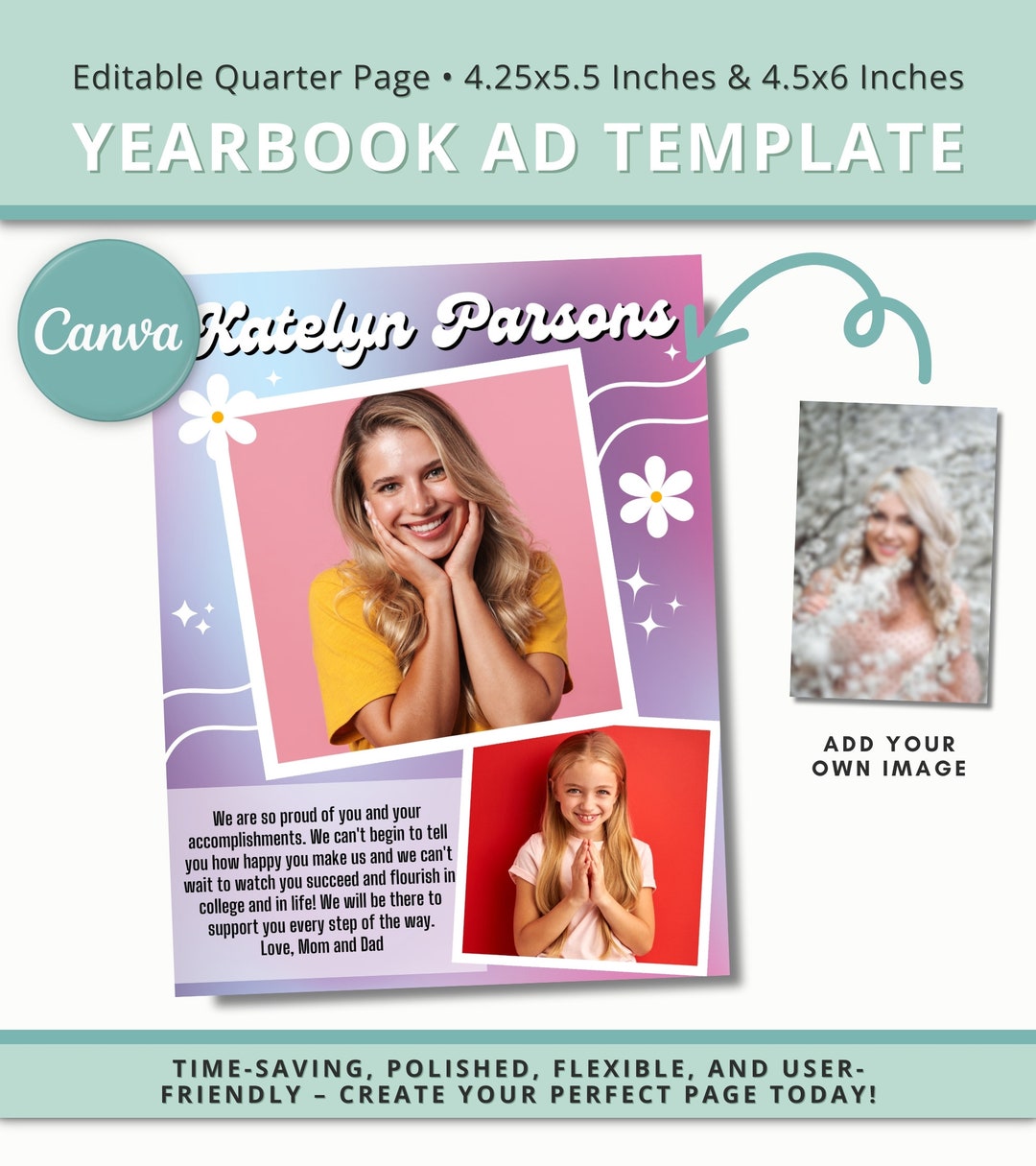 Quarter Page Yearbook Ad Template Retro, Template Yearbook Ad From ...