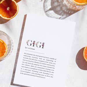 Gigi Definition Print: Grandma Gift, Pregnancy Announcement (digital ...