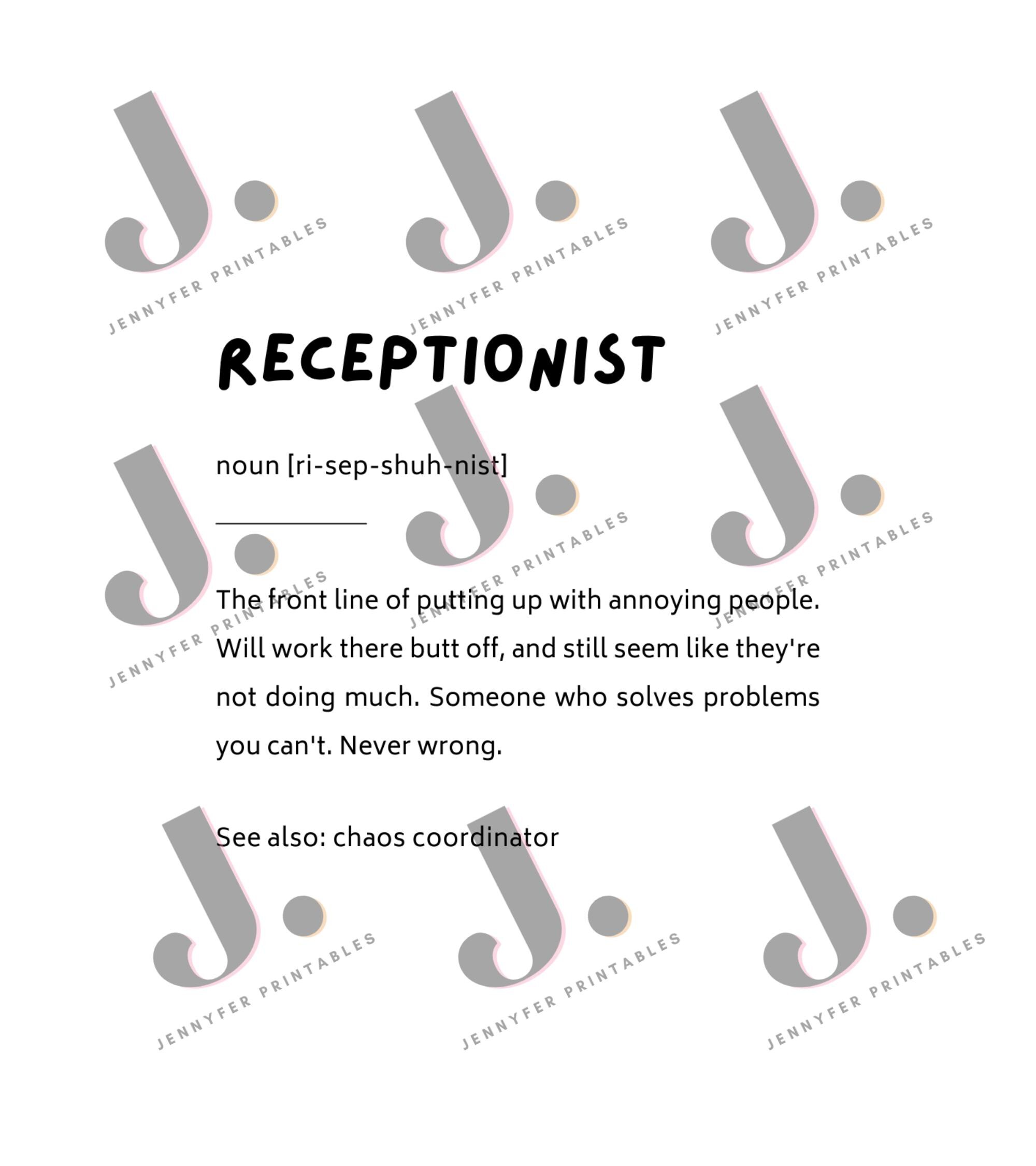 Receptionist Definition Print, Front Office Decor (digital Download) - Etsy