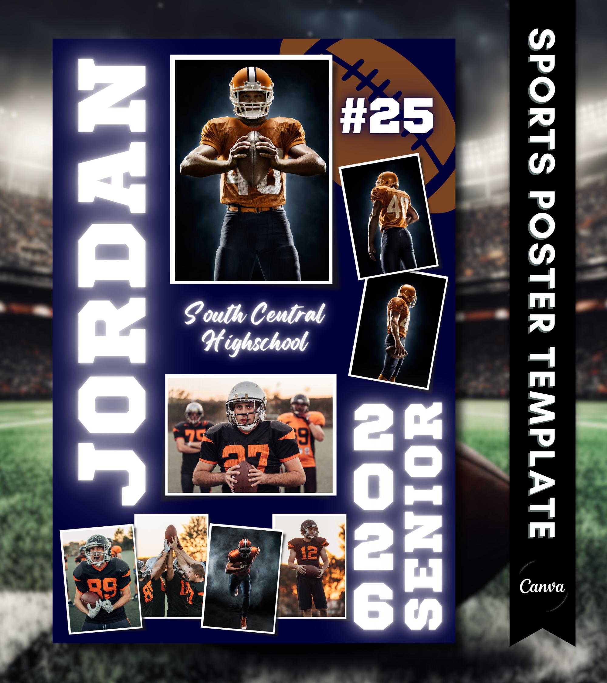 Customizable Senior Football Poster Template: Canva Homecoming Design ...