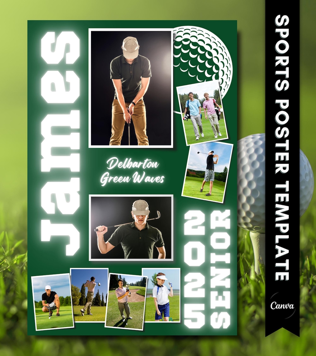 Senior Poster Golf Sports High School Golf Senior Night Poster High School Sports Banner Canva ...