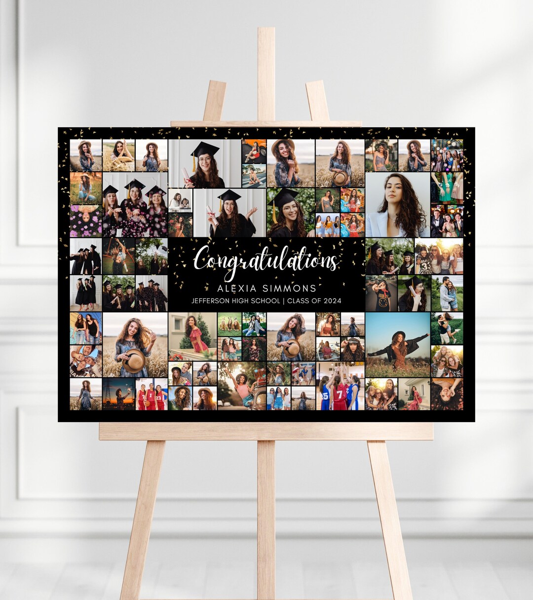 Editable Graduation Photo Collage Poster: 68 Photos, Canva Template ...