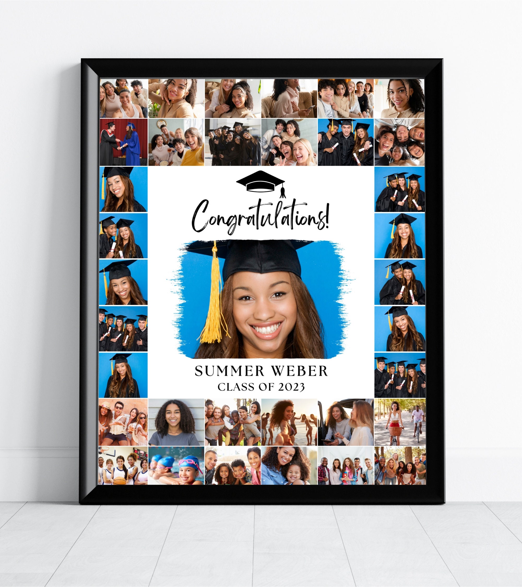 Graduation Photo Collage Sign: Editable Canva Template (digital ...