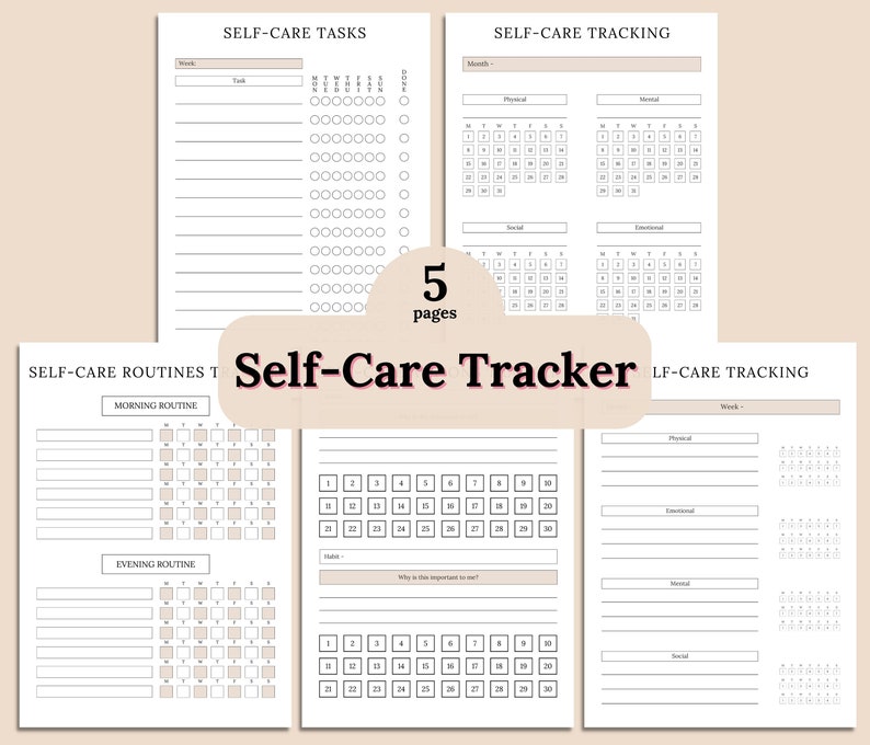 Self Care Tracker Printable Self Care Planner Canva Template - Etsy