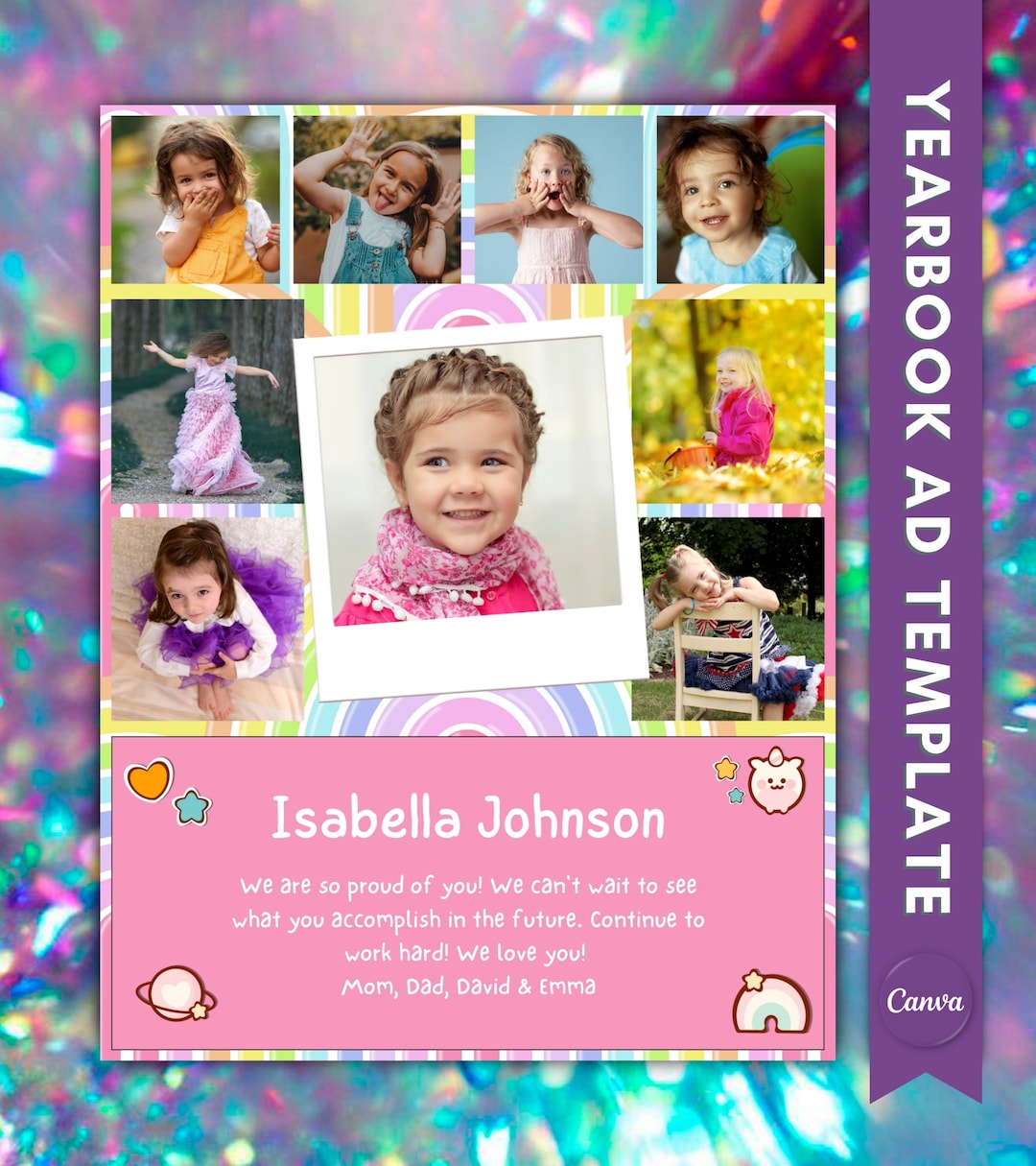 Elementary School Yearbook Ad Full Page Rainbow, Yearbook Ad Template ...