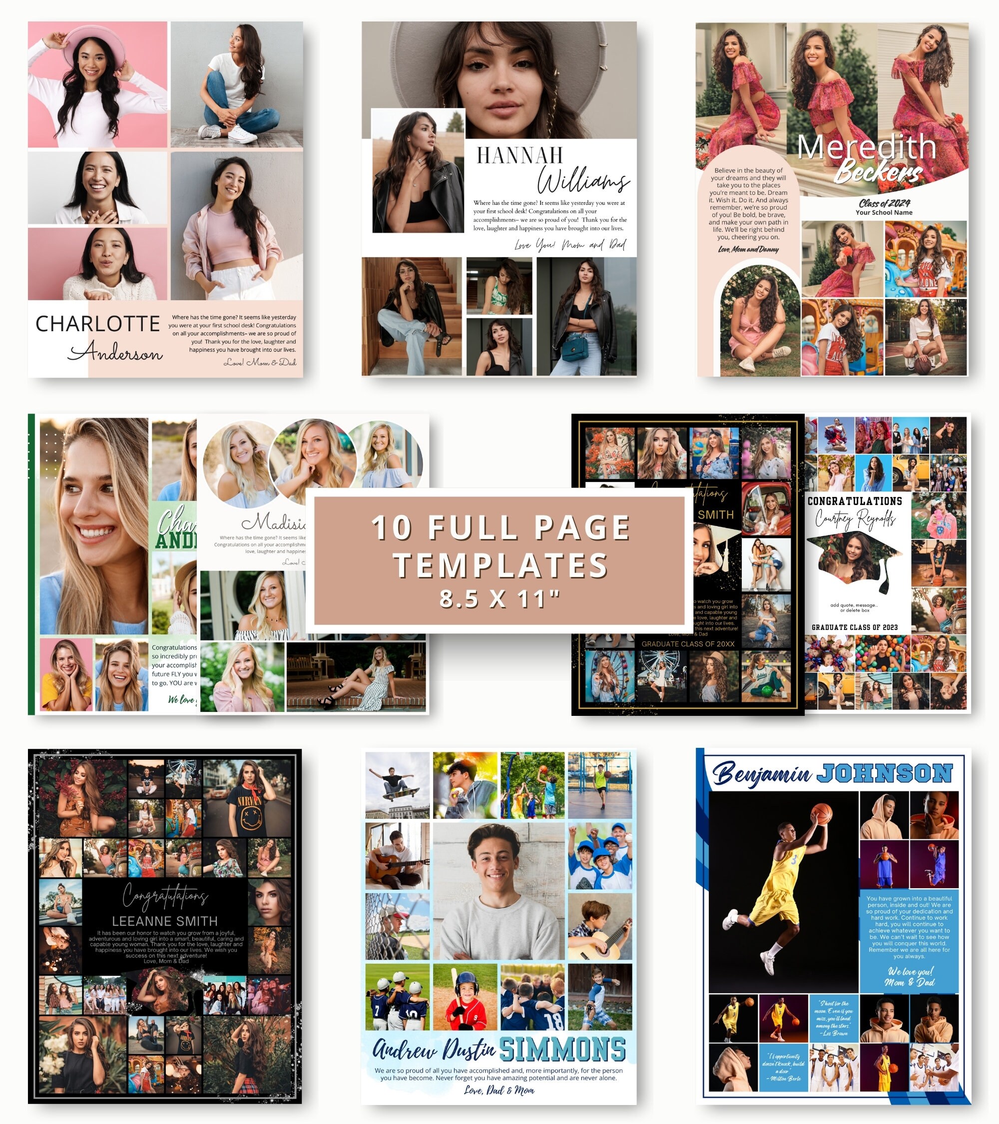 Senior Yearbook Ad Template Canva Bundle (digital Download) - Etsy