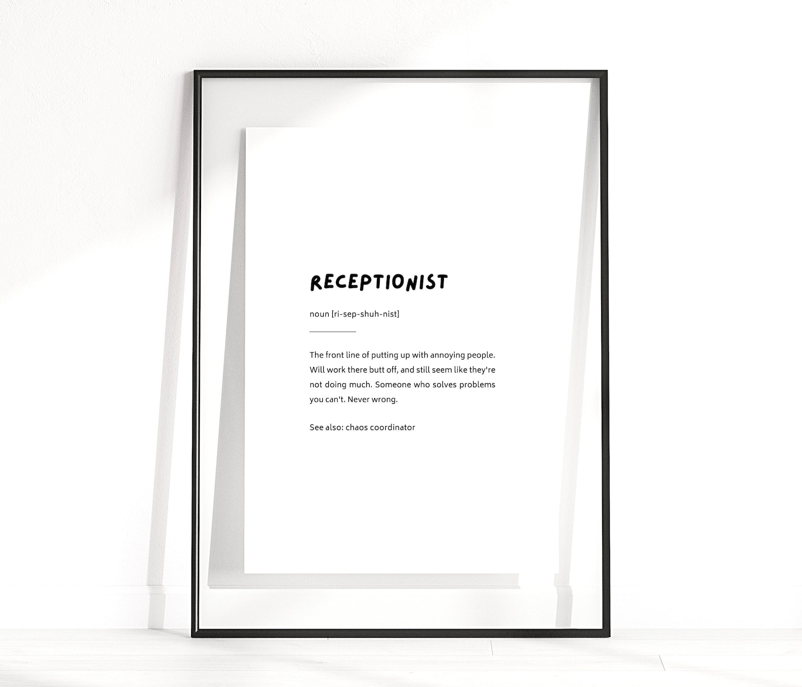 Receptionist Definition Print Gift Receptionist Gift - Etsy