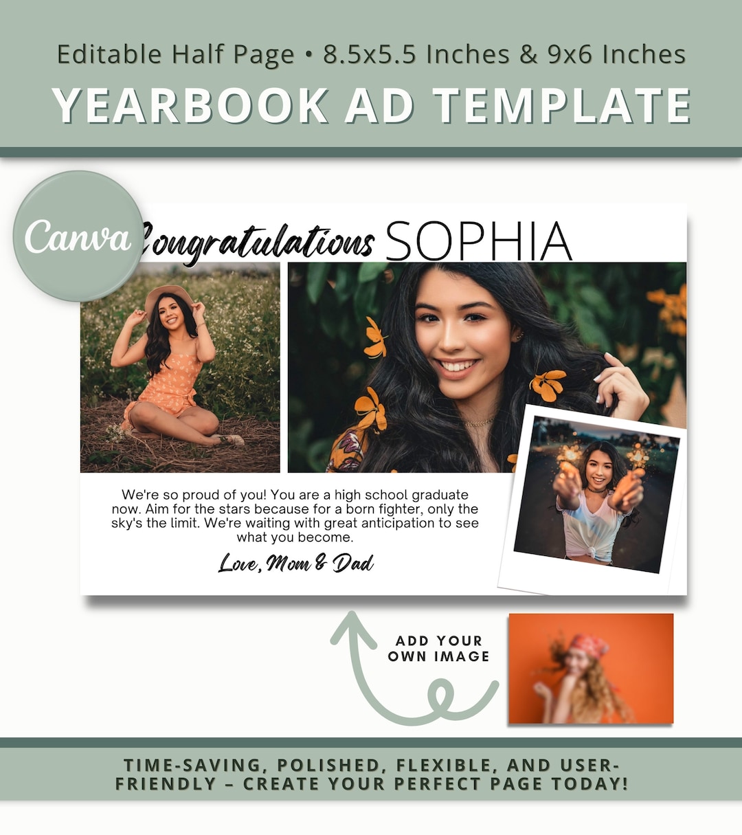 Editable Half Page Yearbook Ad Template Layout Graduation Yearbook Ad ...