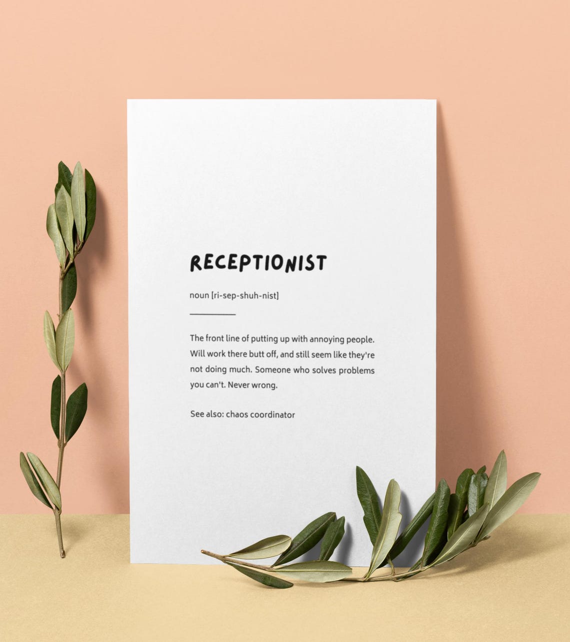 Receptionist Definition Print, Front Office Decor (digital Download) - Etsy
