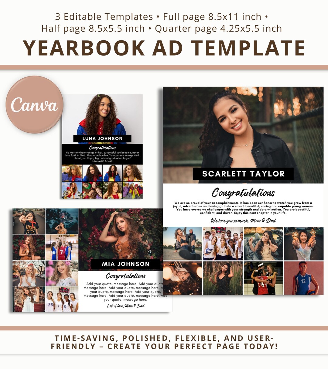Senior Yearbook Ad Template, Full Page Senior Yearbook Ad Tribute ...