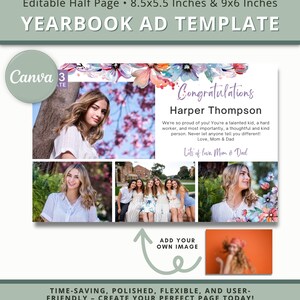 Editable Half Page Yearbook Ad Layout Senior Ad Yearbook Template Canva ...