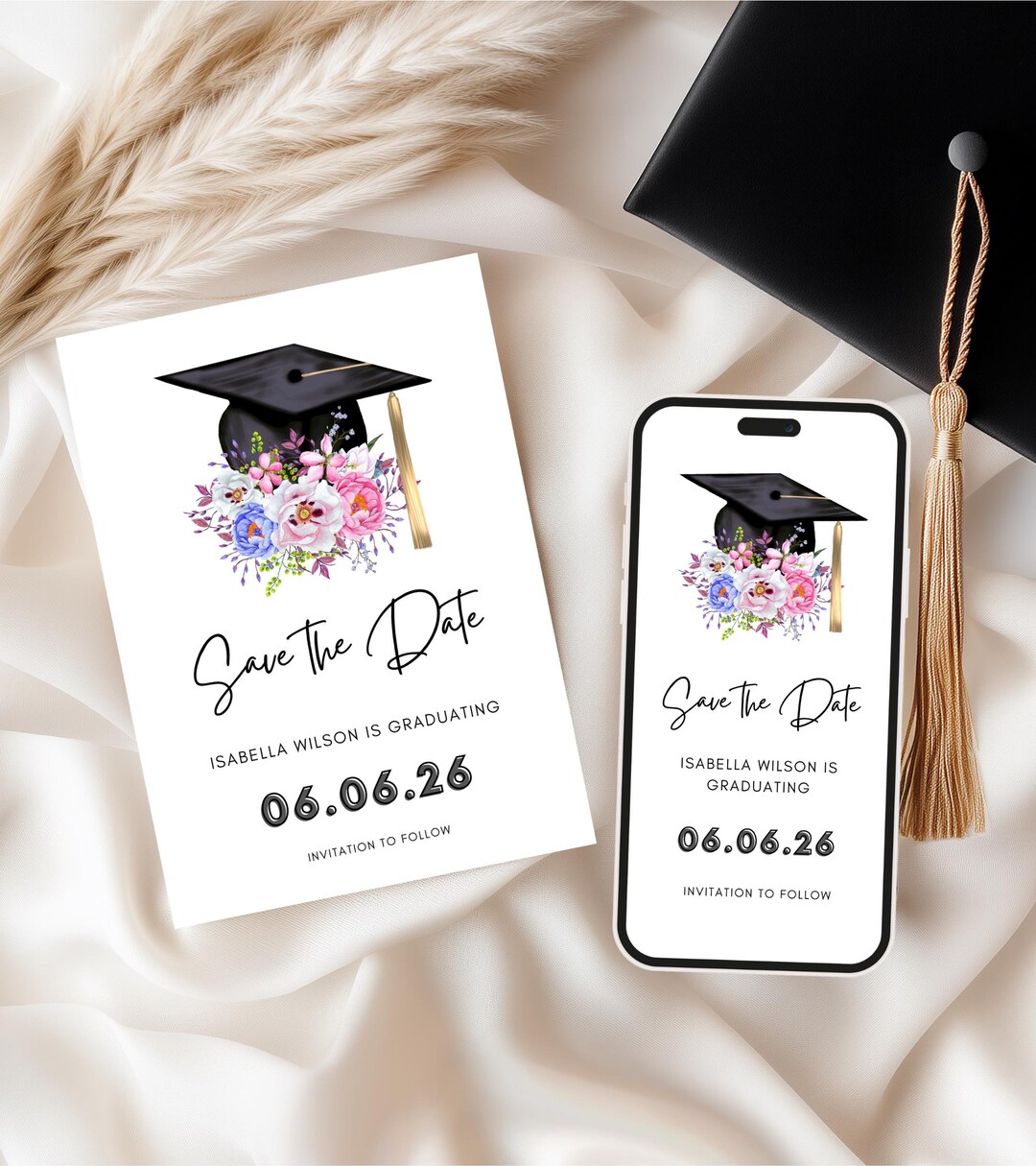 Graduation Save the Date Template: Floral Evite (digital Download) - Etsy