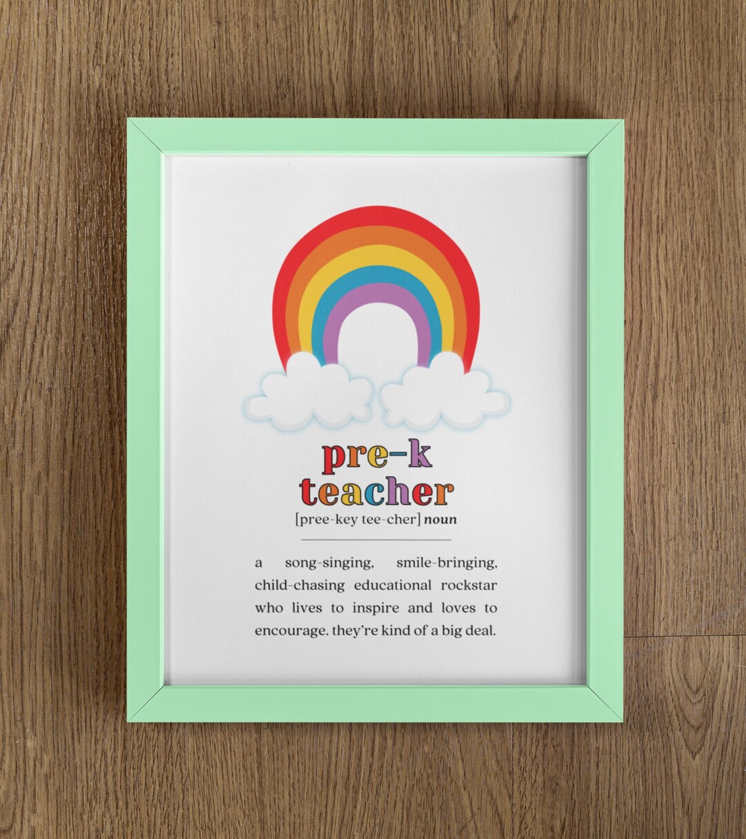 Pre K Teacher Appreciation Gift, Pre K Digital Download, Rainbow Pre-k ...