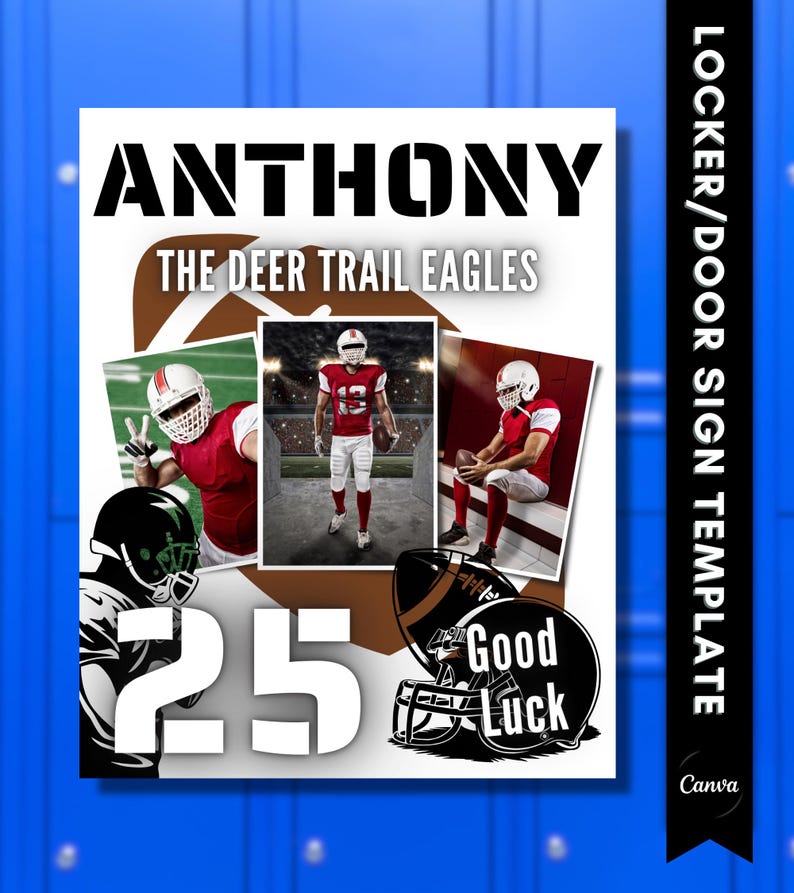 Football Locker Room Door Sign Template: Editable Canva Sign Templates ...