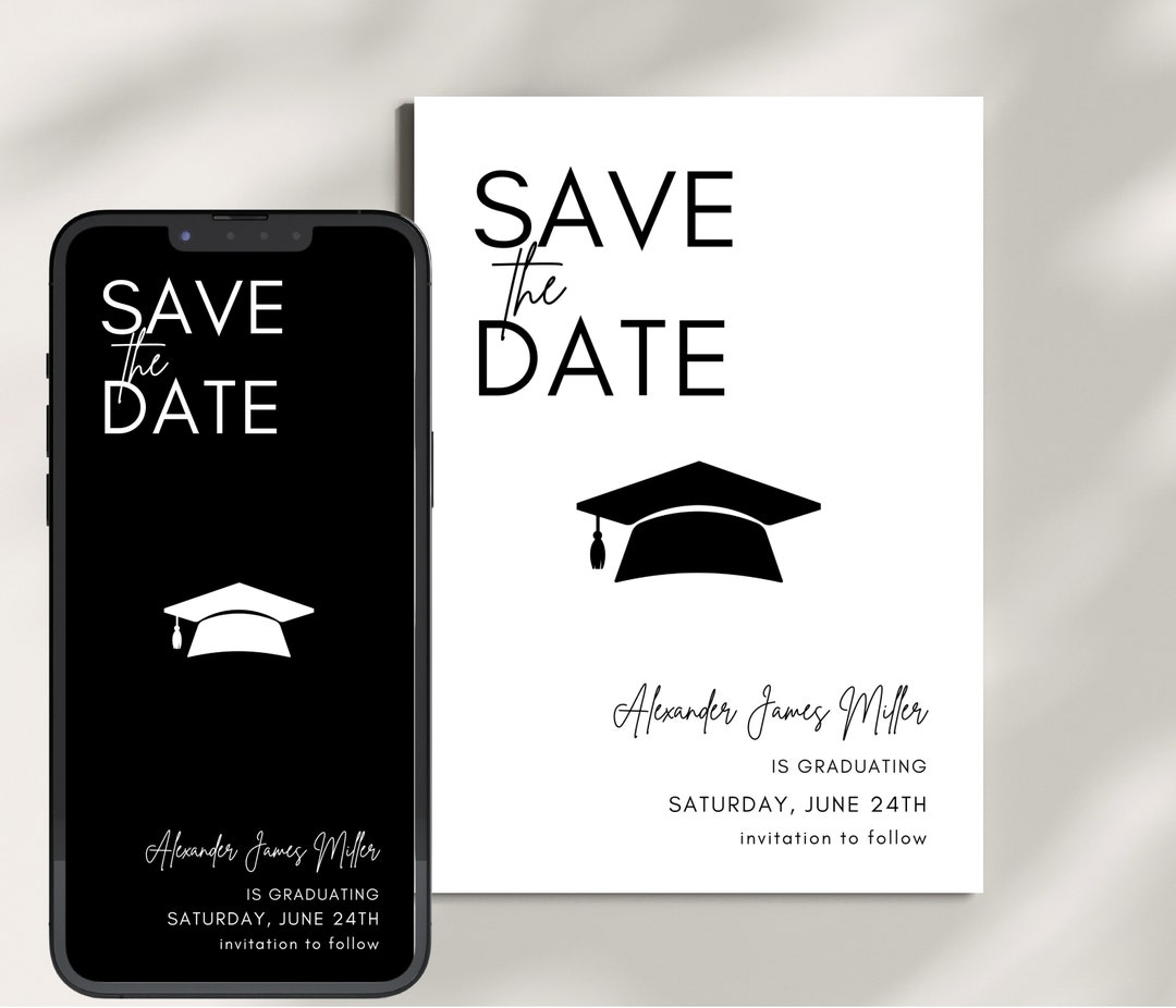 Save the Date Template, Save the Date Graduation Invitation, Text Save ...