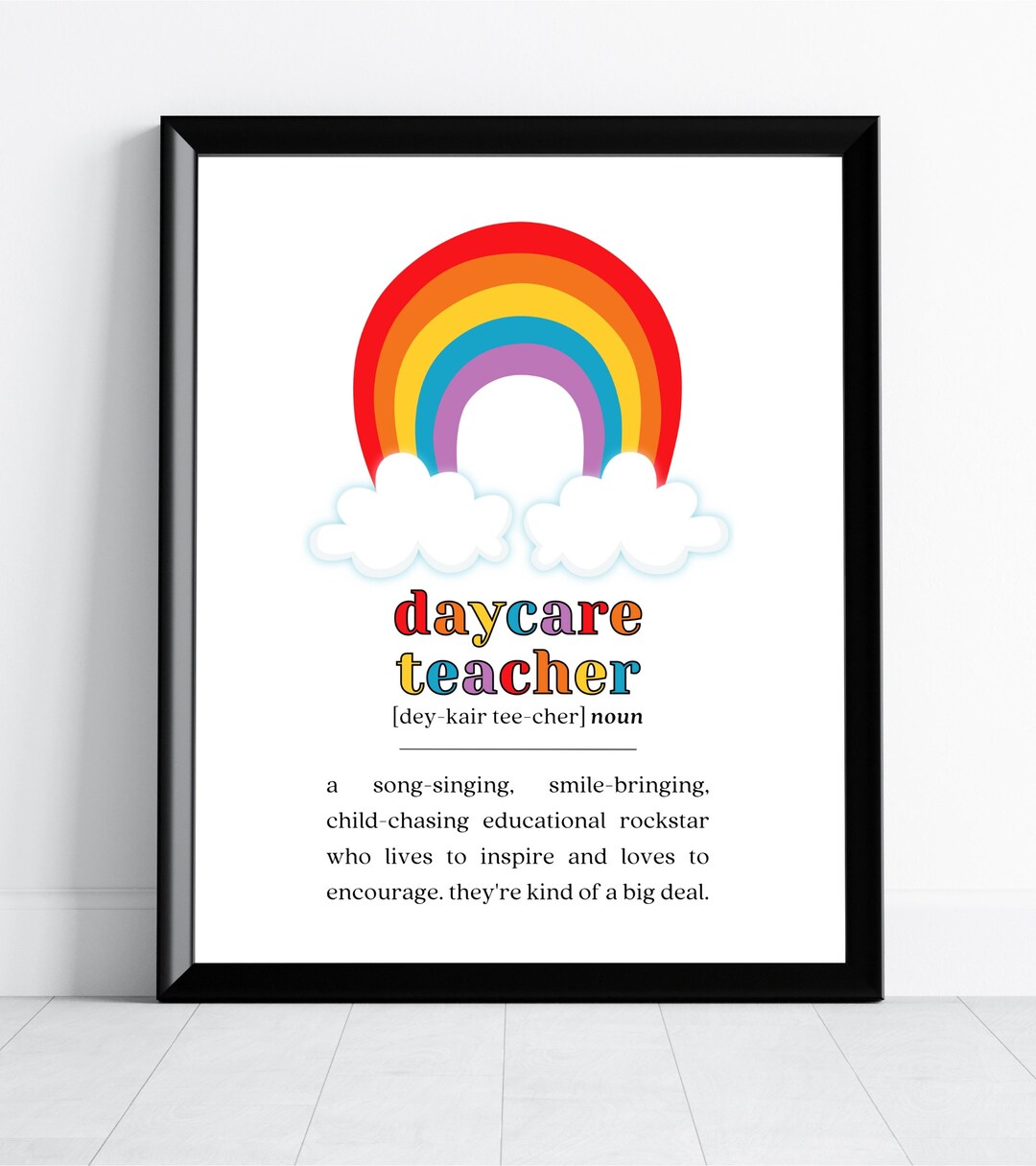 Daycare Teacher Gifts, Rainbow Preschool Teacher Definition Printable ...