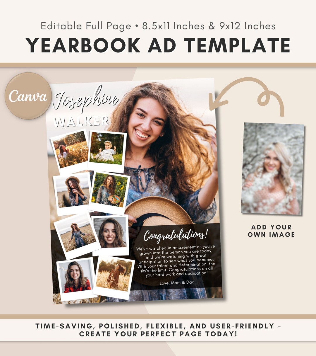 Senior Yearbook Ad Template 8.5x11 & 9x12, 9 Pictures, Yearbook Ad ...