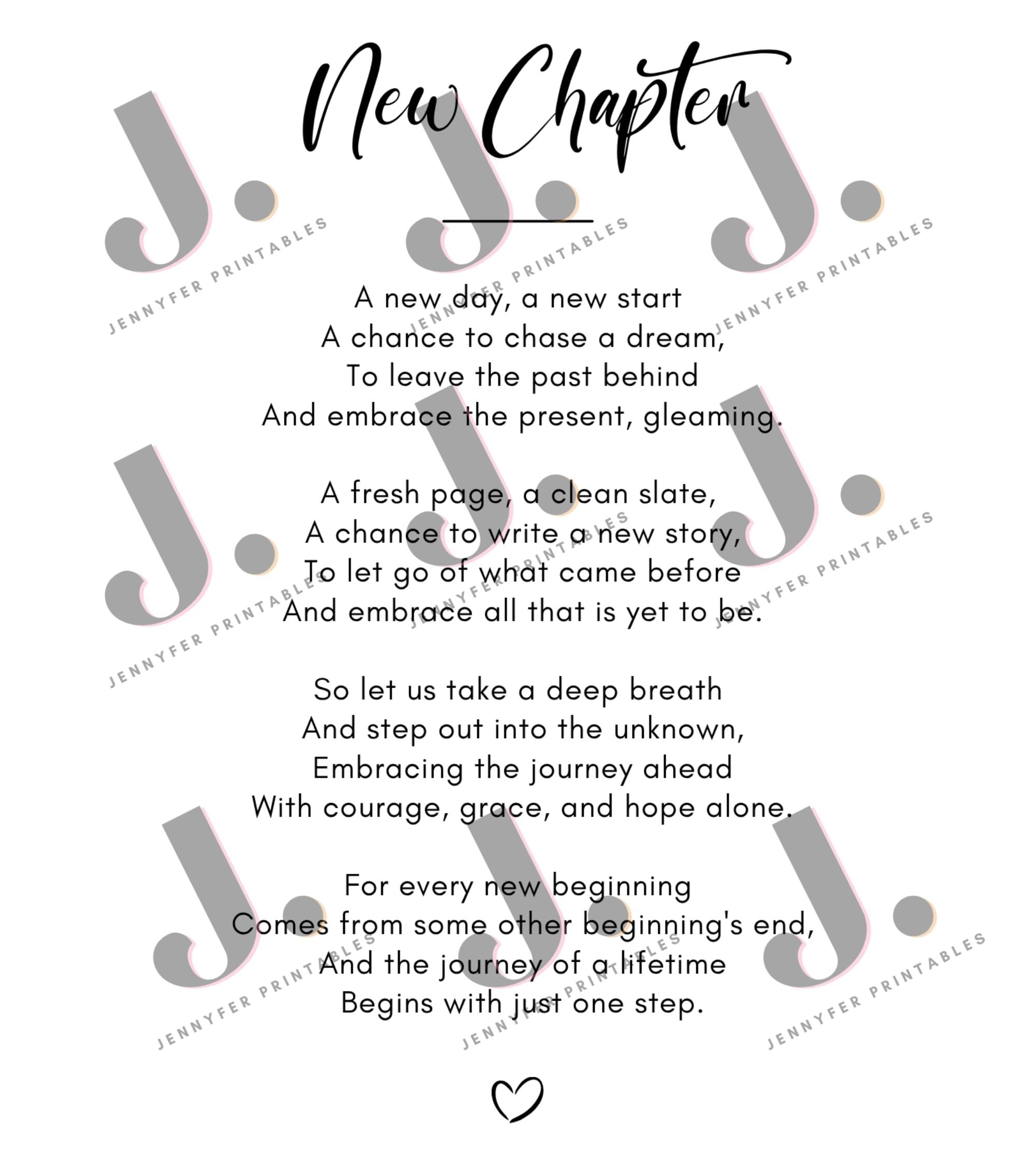 New Chapter Poem Print, Farewell Gift (digital Download) - Etsy