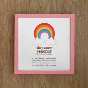 Daycare Teacher Gifts, Rainbow Preschool Teacher Definition Printable ...