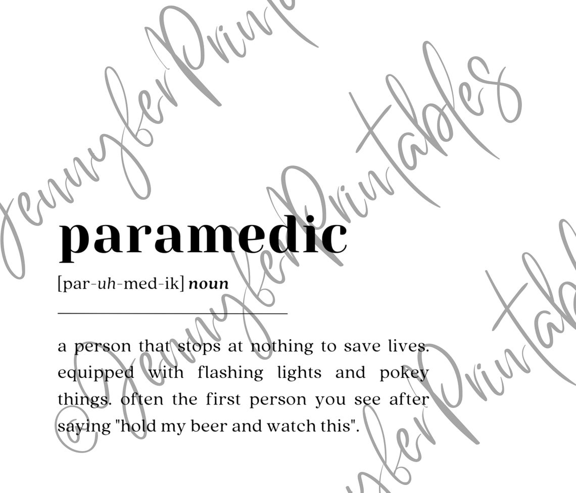 Paramedic Definition Print Paramedic Gift First Responder | Etsy