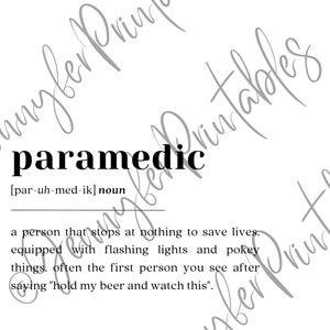 Paramedic Definition Print, Paramedic Gift, First Responder Gift, Emt ...