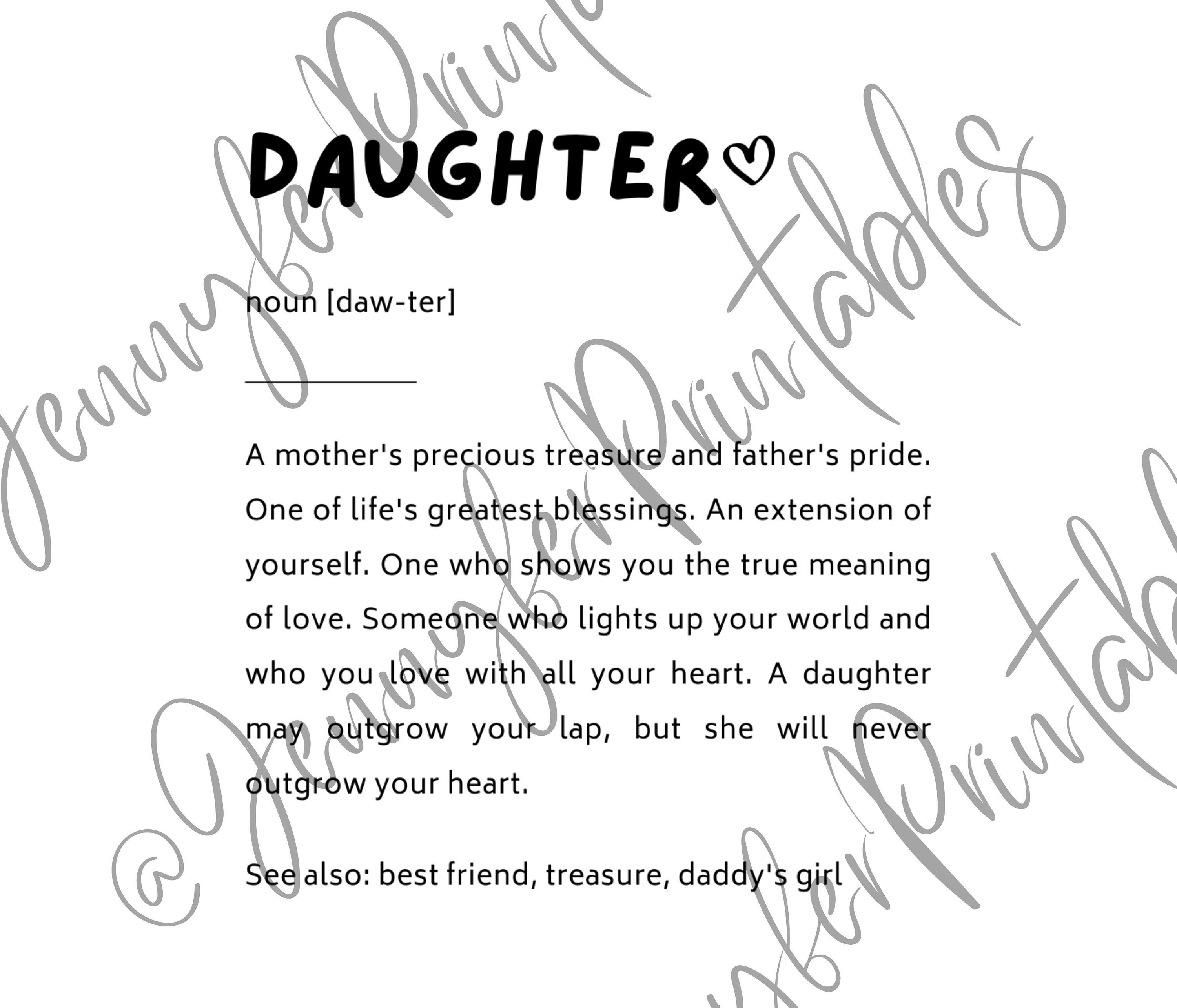 Daughter Definition Print Graduation Gifts for Daughter From - Etsy