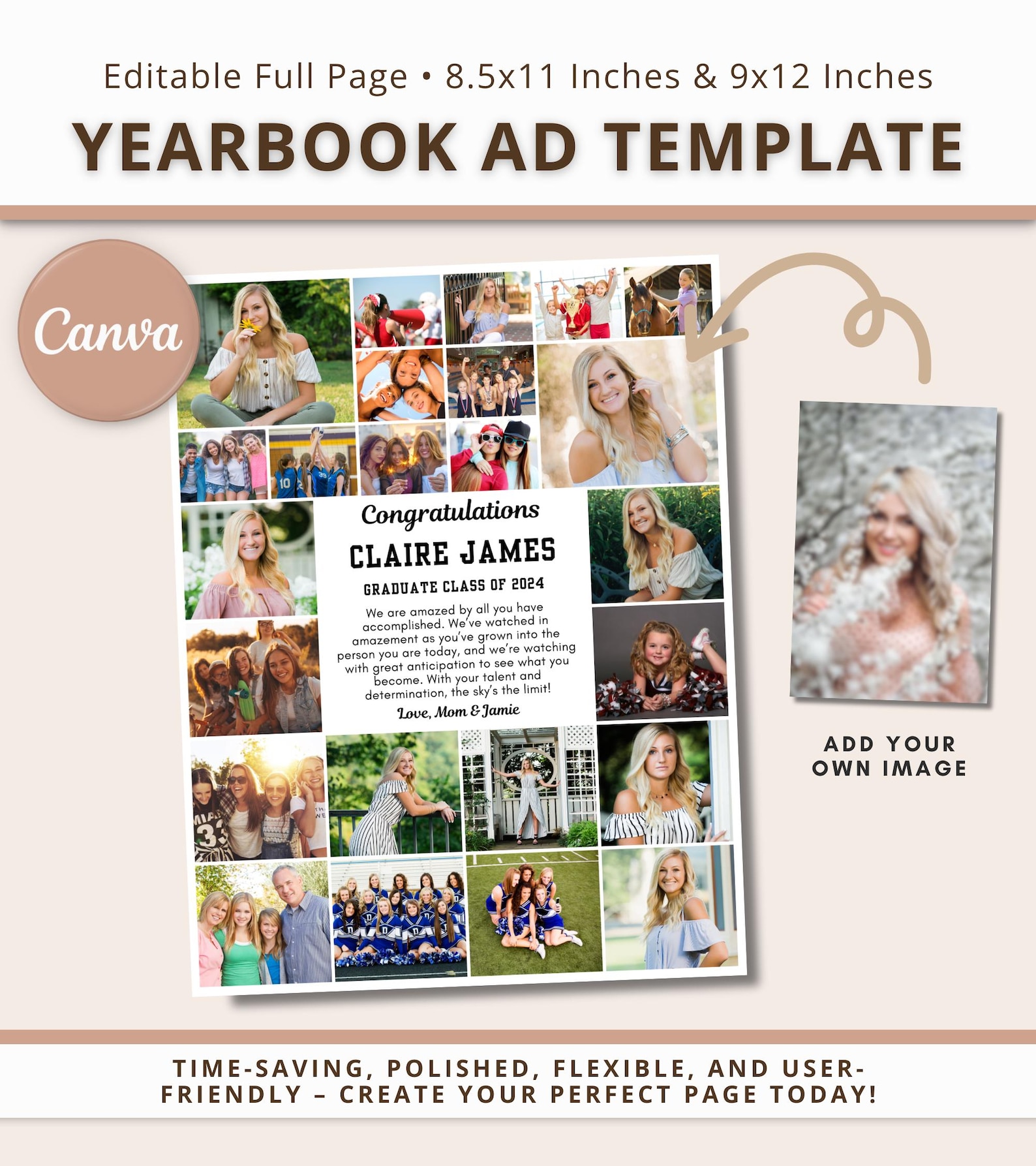 Senior Yearbook Ad Template: Photo Collage, Canva Editable (digital ...