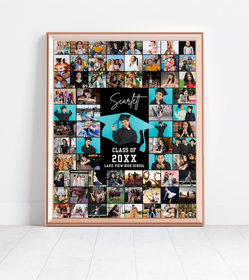 Graduation Photo Collage Poster: 57 Photos, Party Sign (canva Templates ...