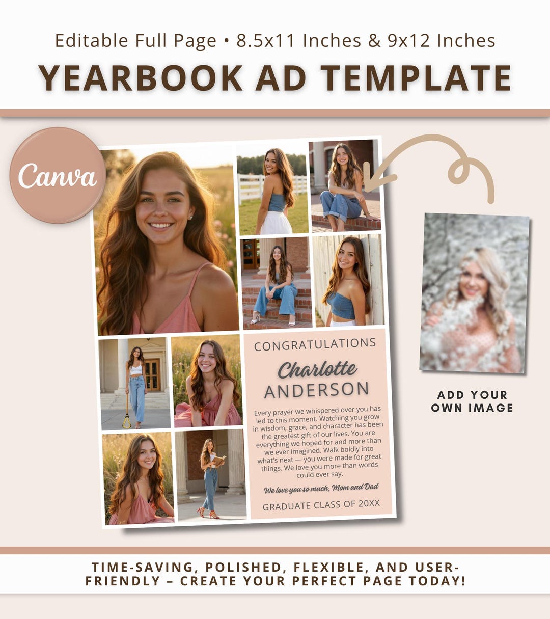 Canva Senior Yearbook Ad Template: Full Page, Customizable (digital ...
