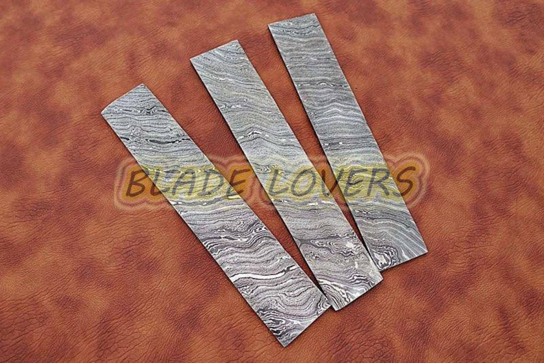 Set of 3 Damascus Billets 10" Long Custom Handmade Damascus Steel ...