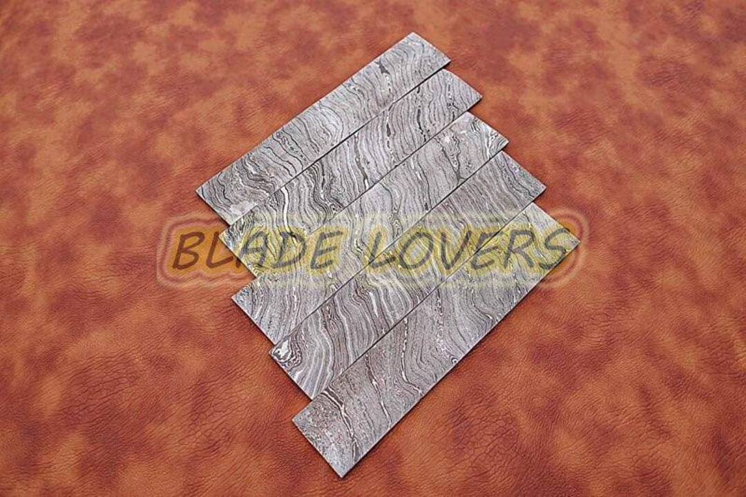Set of 5 Damascus Billets 10" Long Custom Handmade Damascus Steel ...