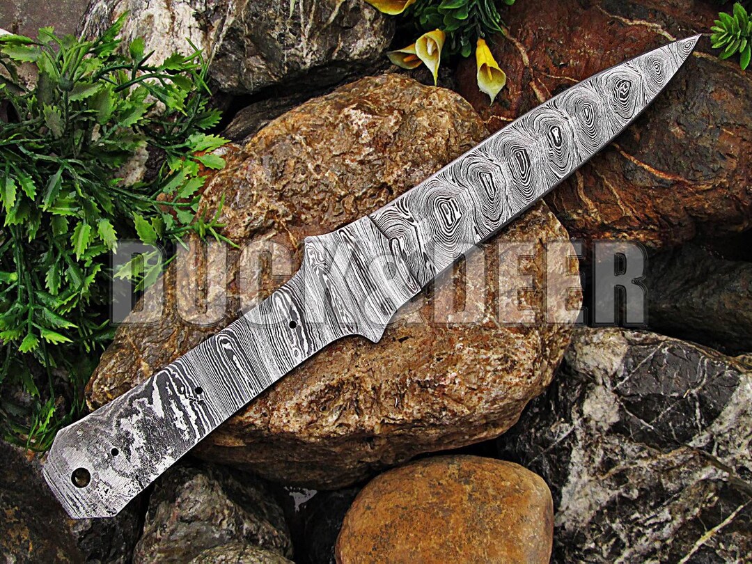 11" Long Custom Hand Made Damascus Steel Blank Blade Dagger Hunting ...