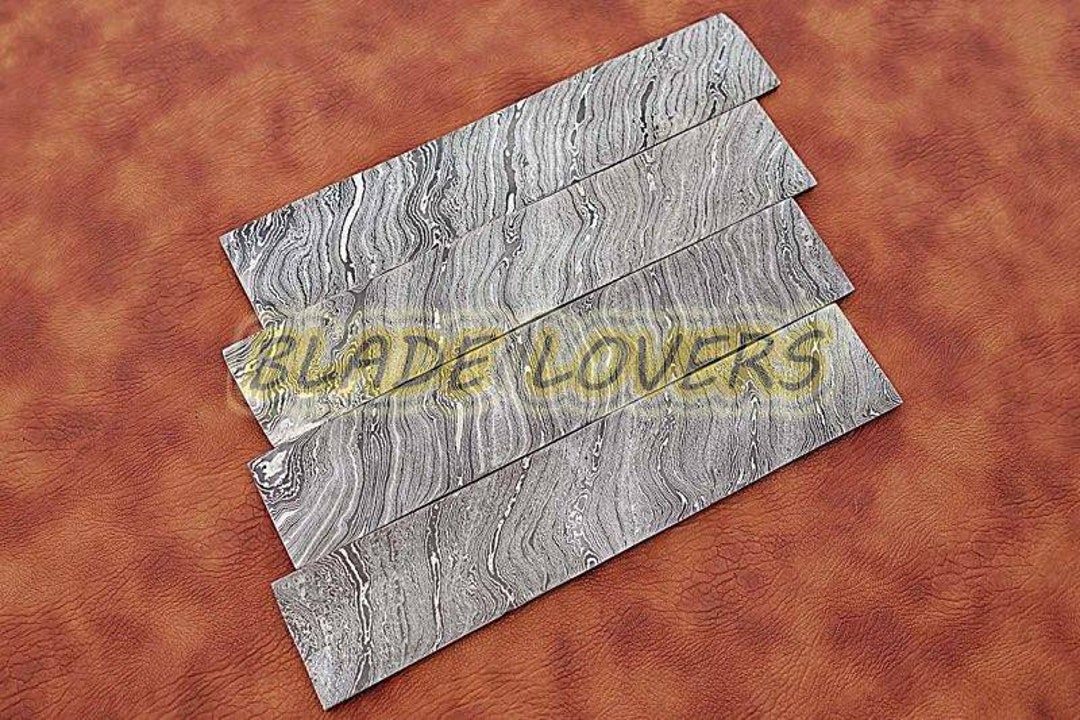 Set of 4 Damascus Billets 10" Long Custom Handmade Damascus Steel ...