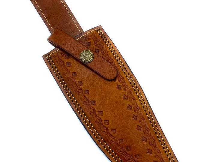 12 Long Custom Handmade Leather Sheath for Fixed Blade Knife Fits up to ...